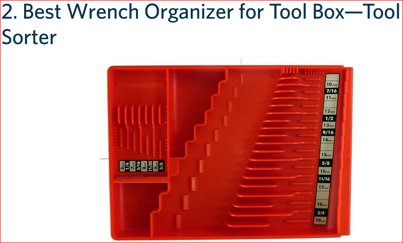 Wrench Organizer for Toolbox | Durable Trays Made in USA | Tool Sorter